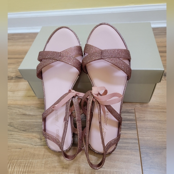 Melissa | Shoes | Melissa X Jason Wu Ophelia Low Sandalpink Glitter ...